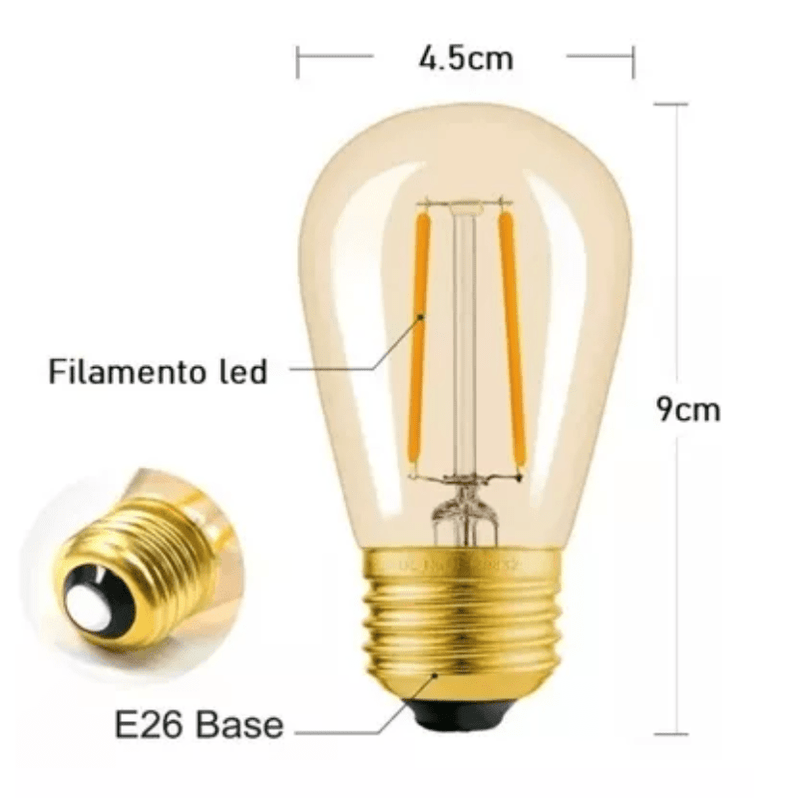 Foco Vintage Led Plastico S14 1w Luz Cálida 2700k E26 20pzs | Tienda de ...