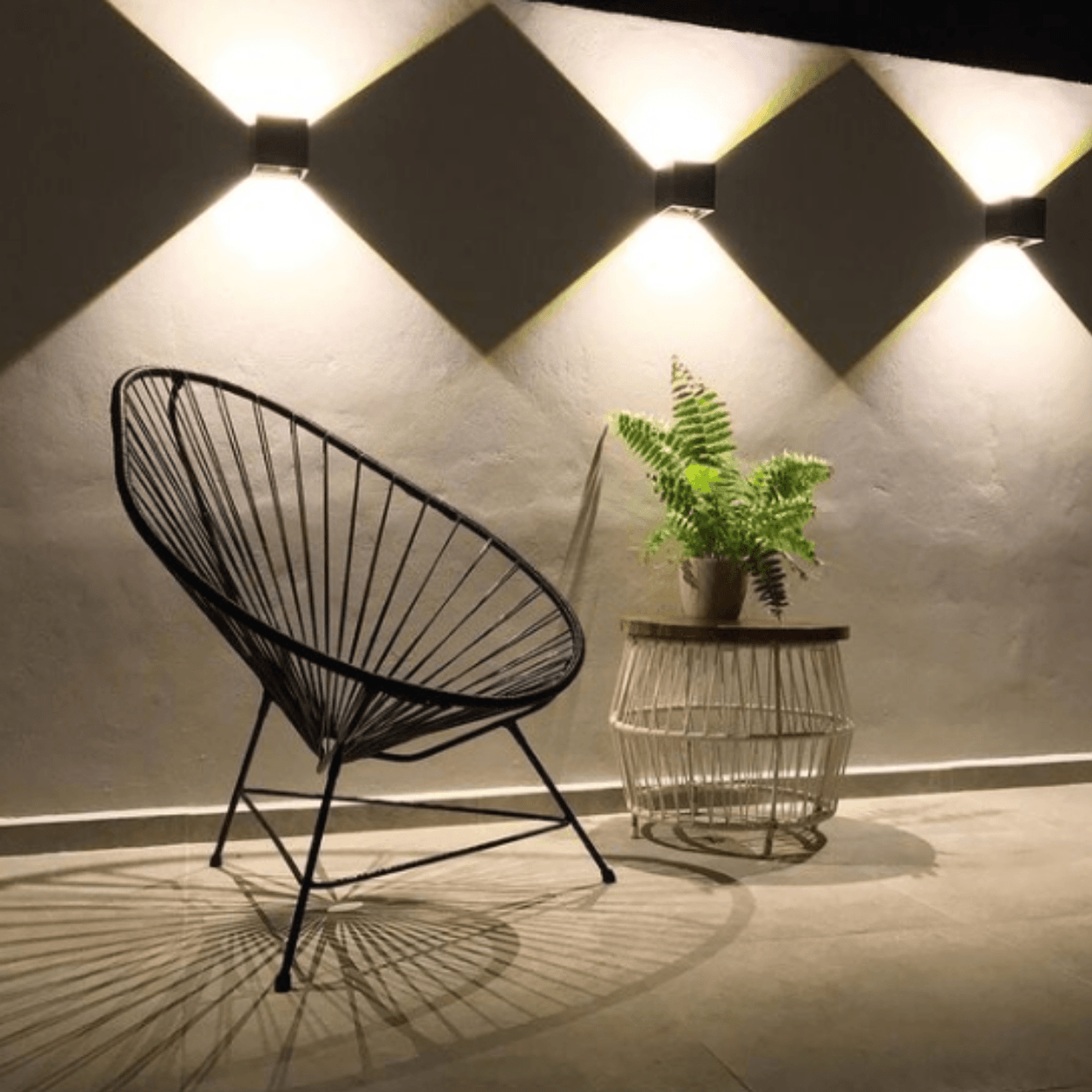 Arbotante LED 6W Cubo Blanco- Blanco Cálido Para Exterior Haz De Luz ...
